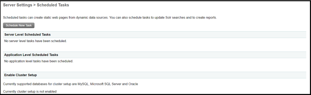 Server Settings Scheduled Tasks Coldfusion Tuning Guide 