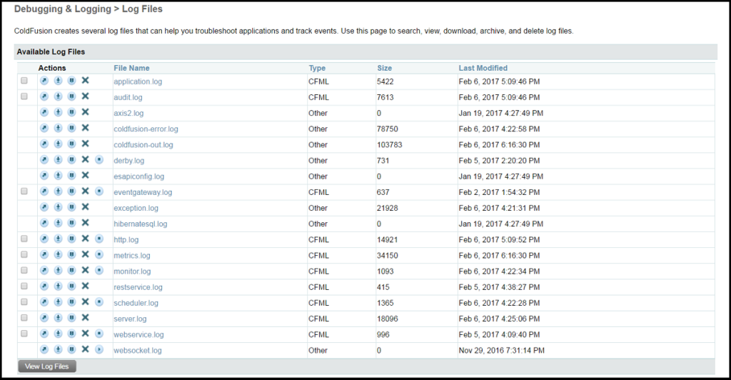 Debugging And Logging Log Files Coldfusion Tuning Guide